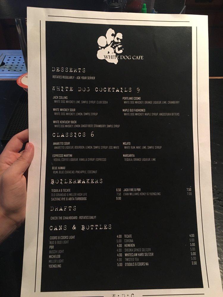 Menu at White Dog Cafe, Portland