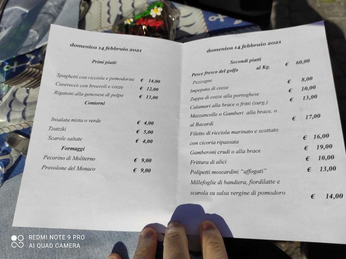 Menu da Da Fefè ristorante, Bacoli