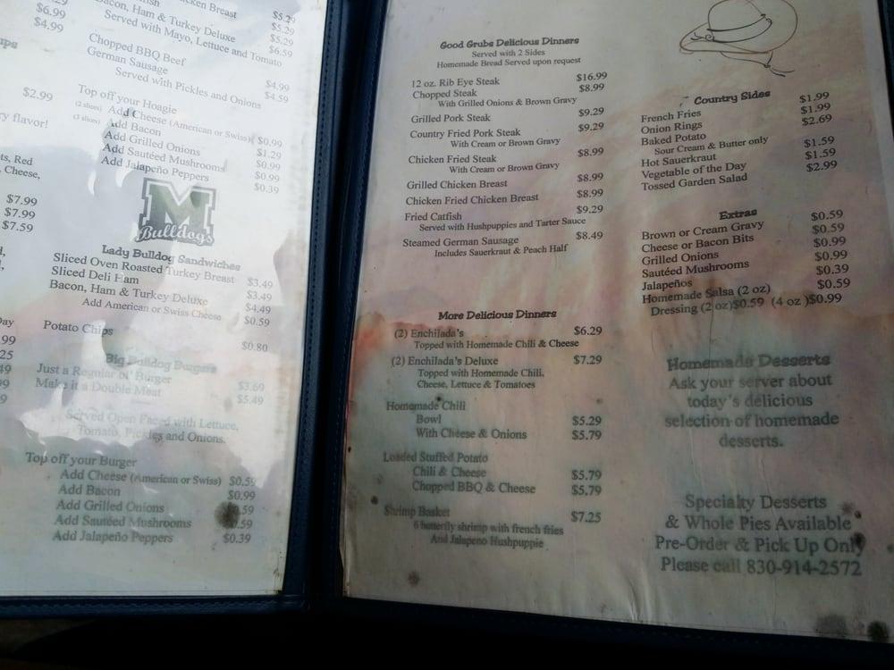 Menu at Gg's Corner Cafe, Marion
