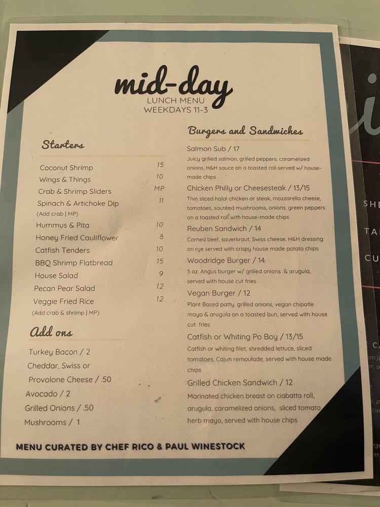 Menu at His & Hers restaurant, Washington