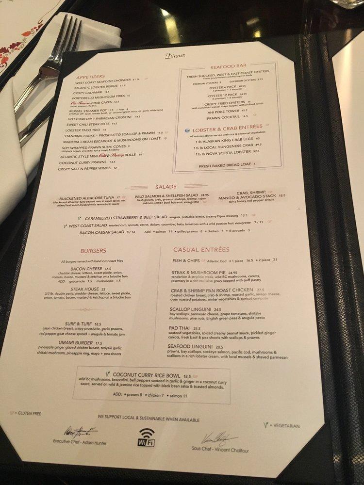 Menu at Nautical Nellies Steak & Seafood House steakhouse, Victoria
