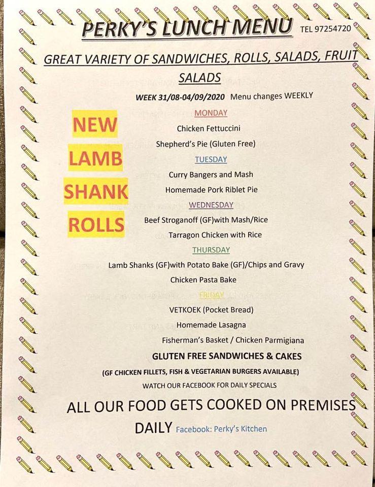 Menu at Perky's Kitchen restaurant, Davenport