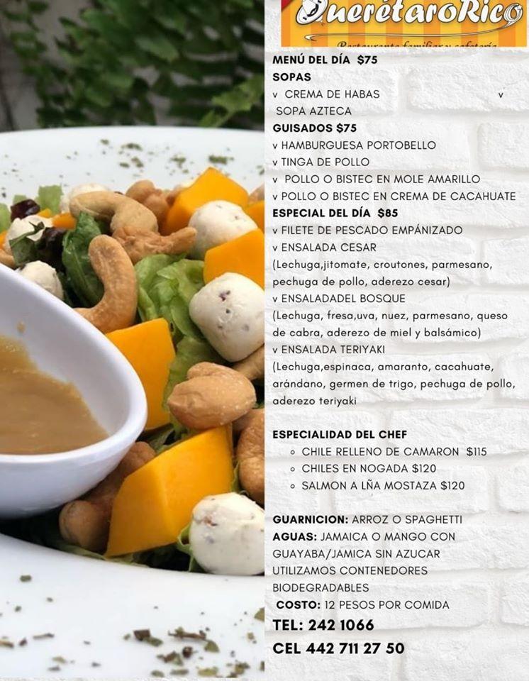 Carta de Restaurante Querétaro Rico, Santiago de Querétaro