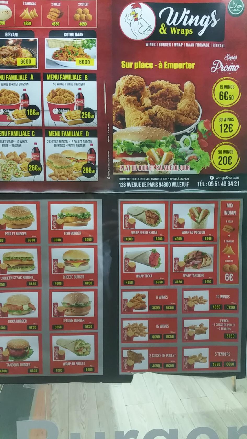 Menu au SR.CHICKEN FOOD restaurant, Villejuif