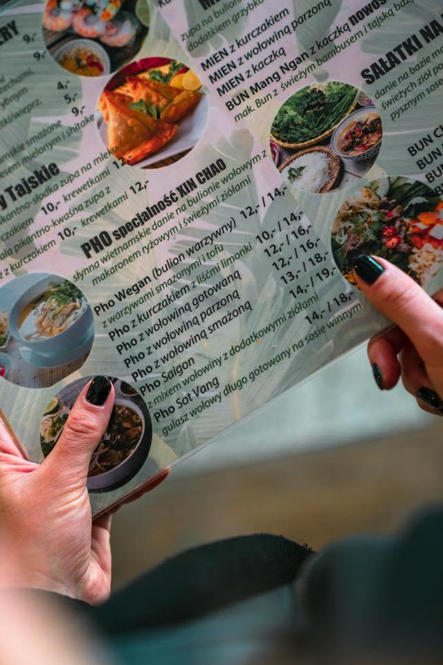 Menu at Xin Chào restaurant, Warsaw