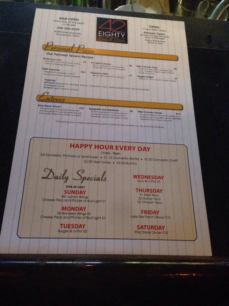 Menu at 42Eighty Food and Drink pub & bar, Brunswick