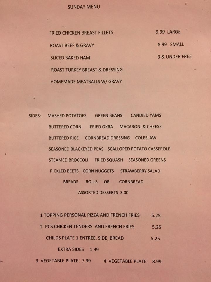 Menu at Carolina Crossing Restaurant, Grover, 218 S Main St