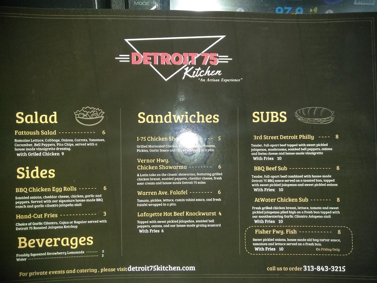 Menu at Detroit 75 Kitchen restaurant, Detroit, W Fort St