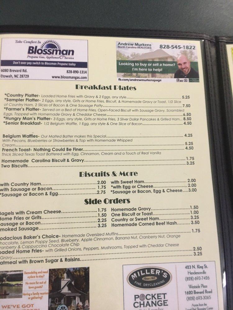 Menu at Dixie Diner restaurant, Hendersonville