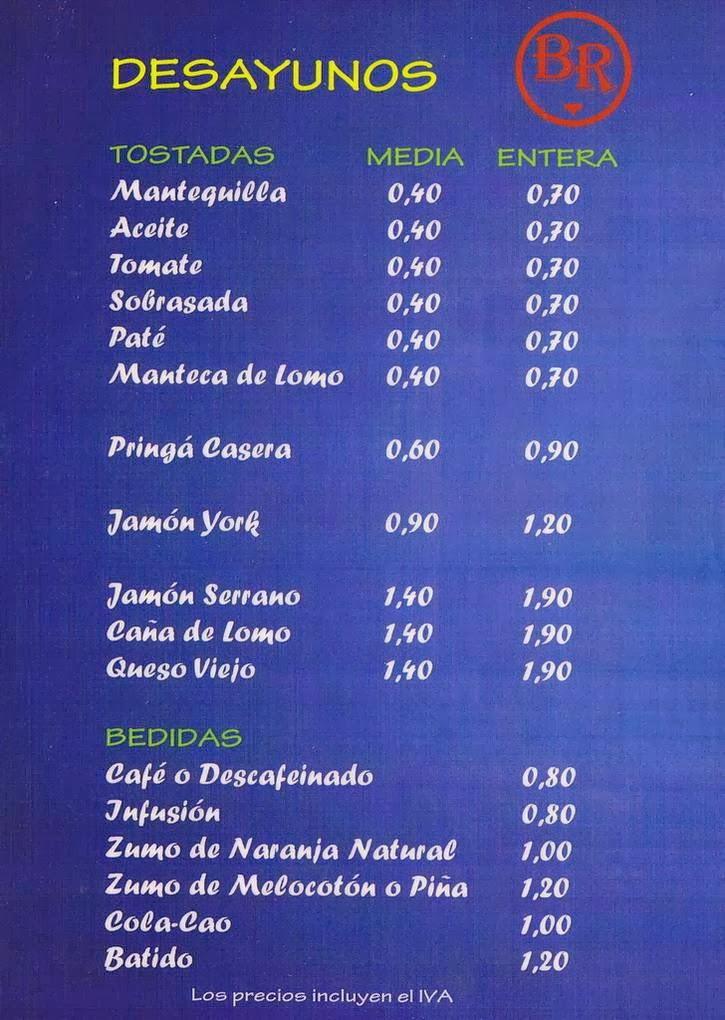 Menu at La Bodega de Ramon pub & bar, Seville, C/ Villegas Y Marmolejo