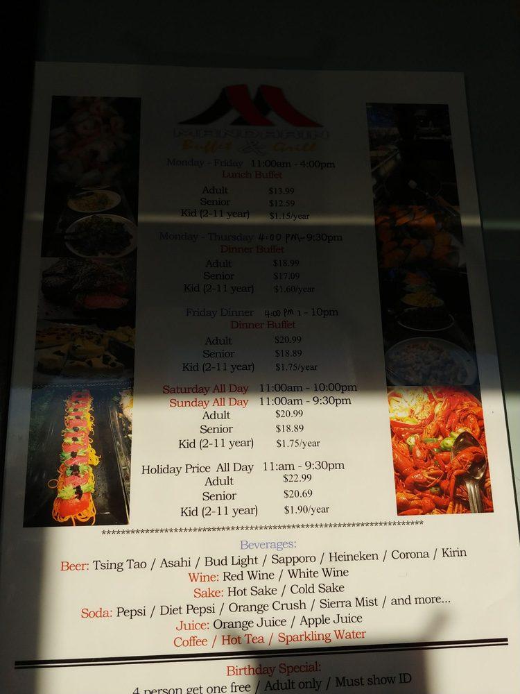 Menu at Mandarin Buffet & Grill pub & bar, Redmond