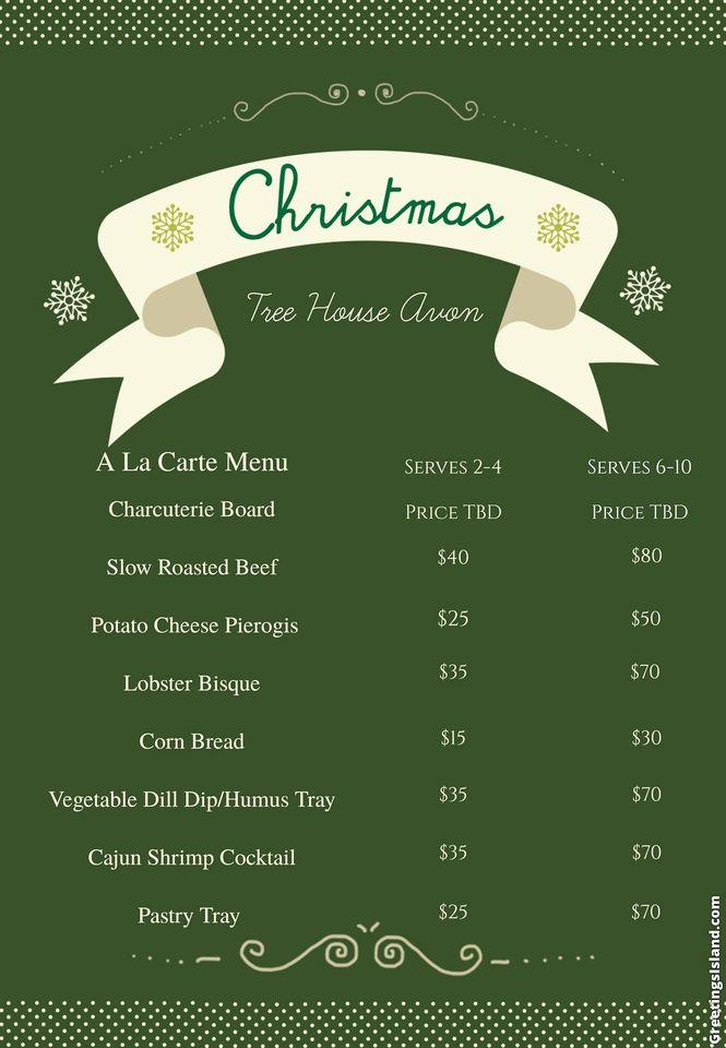 Menu at Tree House restaurant, Avon