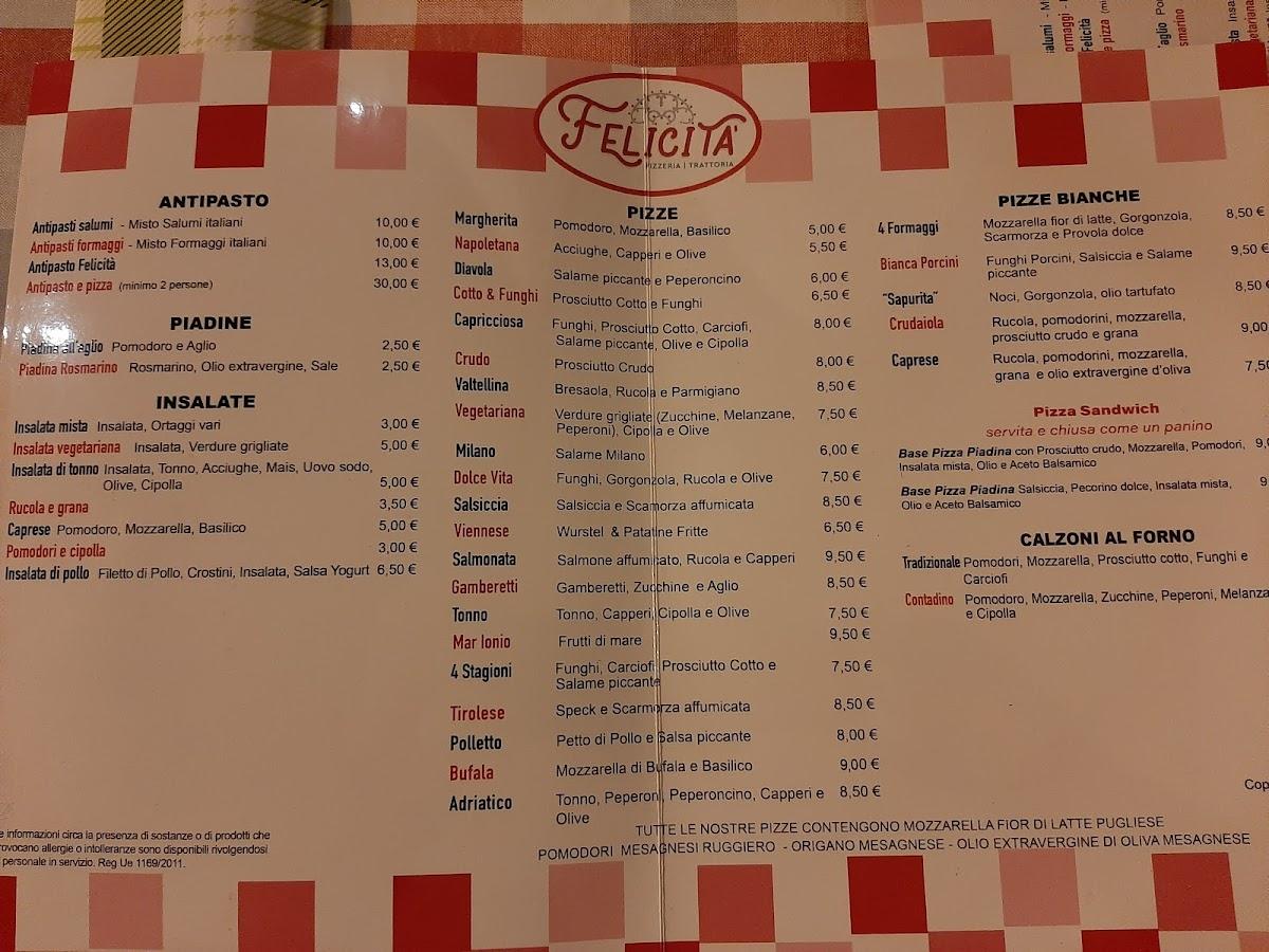 Menu da Felicità Pizza&more ristorante, Mesagne