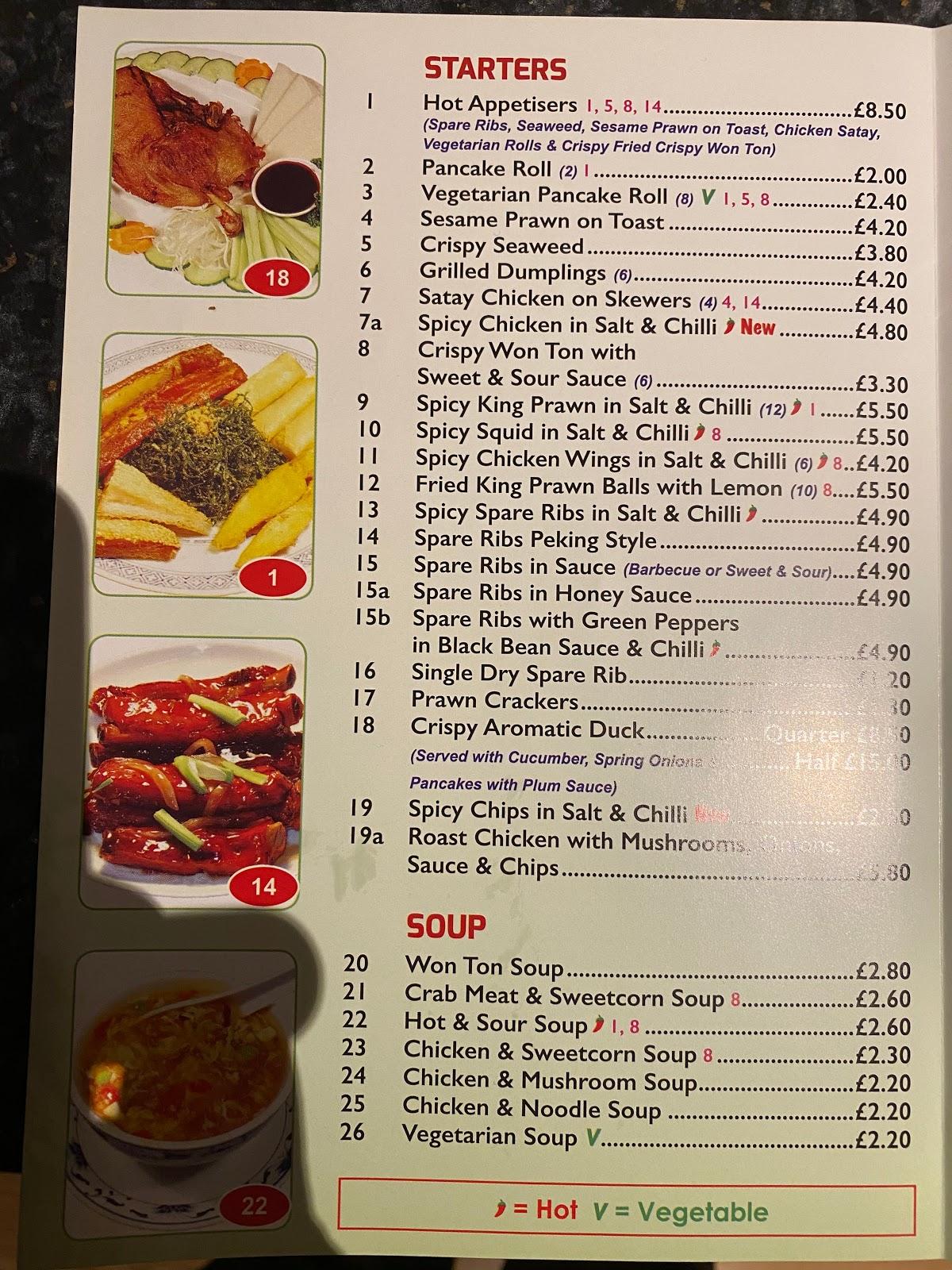 Menu at Golden Palace restaurant, Ipswich