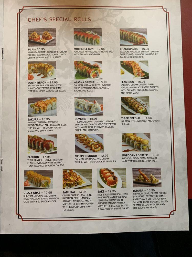 Menu at Japan Inn restaurant, Weston