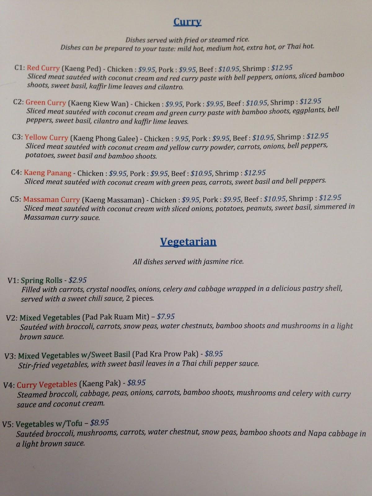 Menu at Simply Asian Thai Restaurant, Asheboro