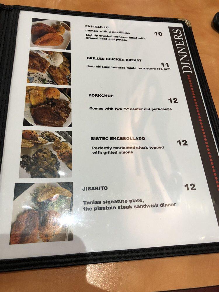 Menu at Tania's Latin American Restaurant, East Chicago