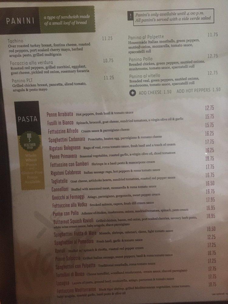Menu at Avanti pizzeria, Oshawa