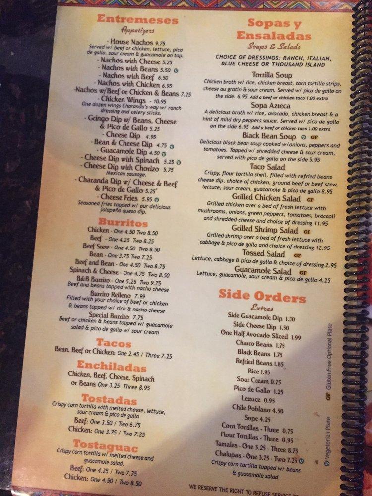 Menu at Charanda Of Newport restaurant, Rock Hill, Old York Rd Ste 101