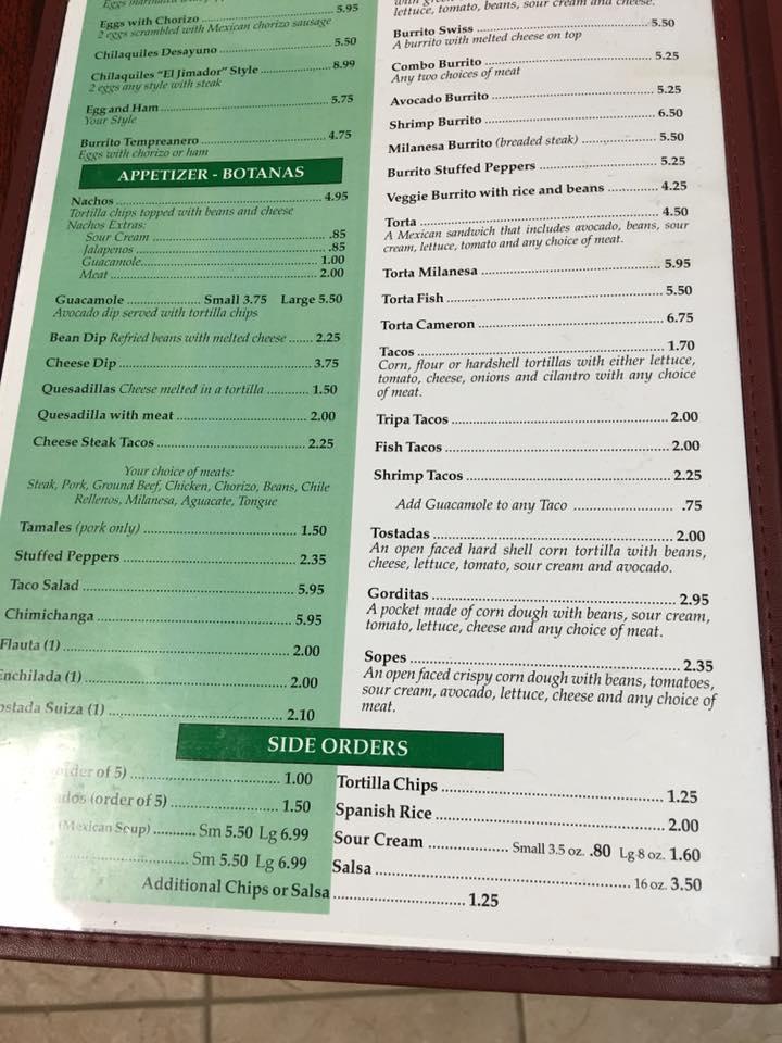 Menu at El Jimador Mexican Cuisine restaurant, Lakes of the Four Seasons