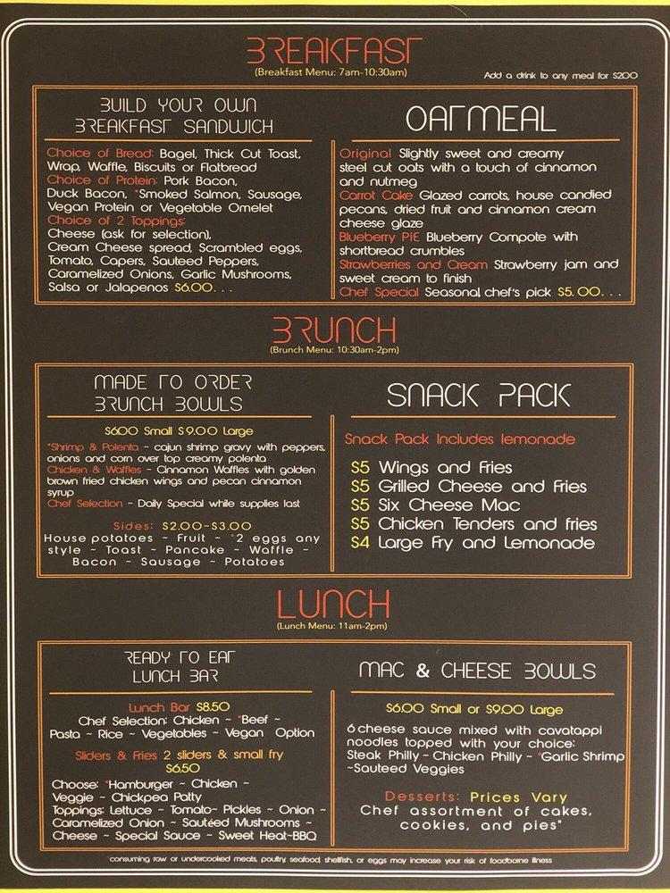Menu at The Break Room Cafe, Cleveland
