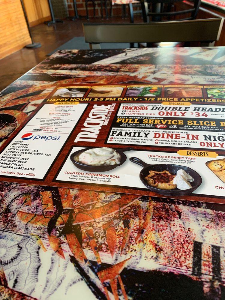 Menu at Trackside Pizza pizzeria, Sumner