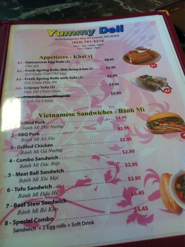 Menu at Yummy Deli restaurant, Everett