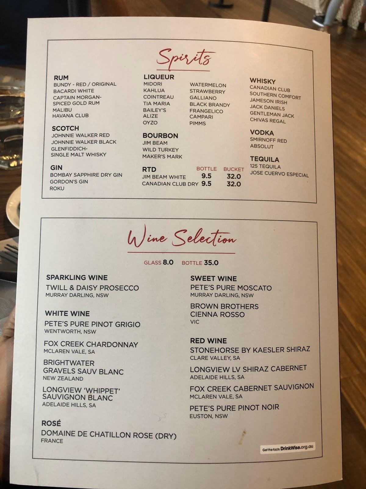 Menu at Ariala Springwood restaurant, Springwood
