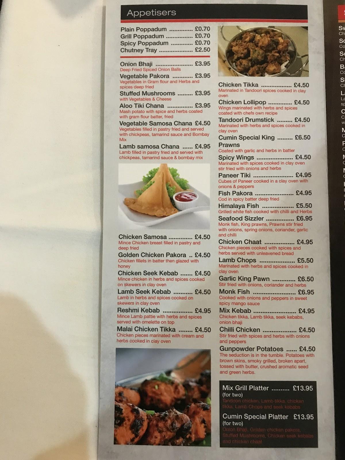 Menu at Royal Indian Restaurant, Preston