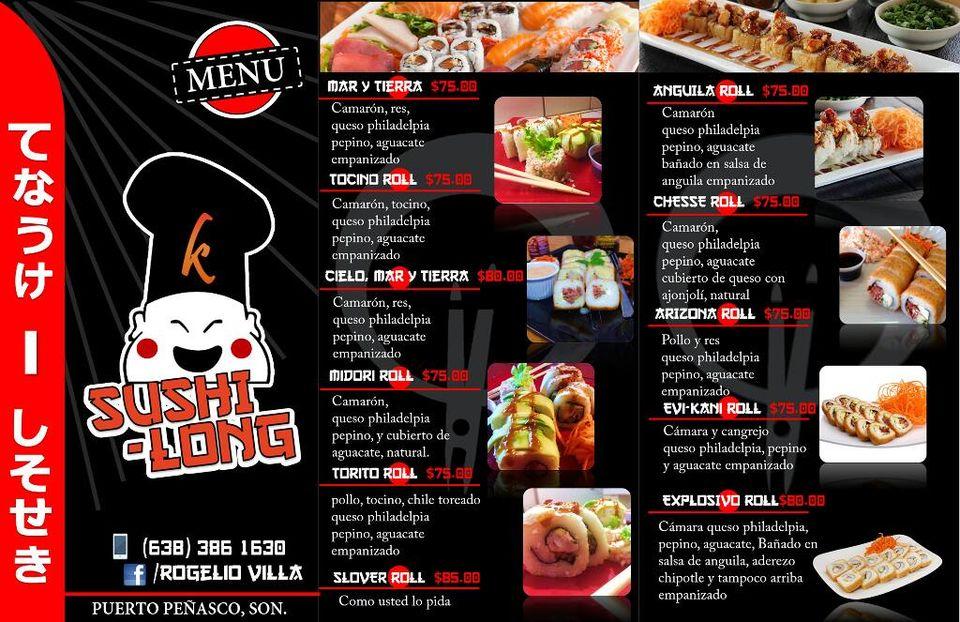 Menu at Sushi Long restaurant, Puerto Peñasco