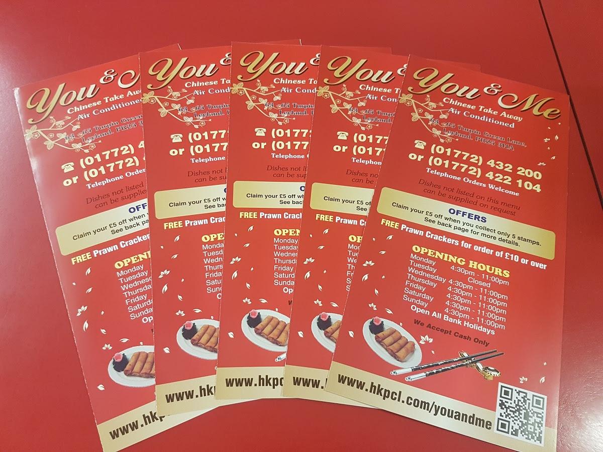 Menu at You & Me fast food, Leyland
