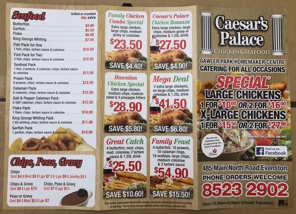 Menu at Caesars Palace Chicken & Seafood fast food, Evanston