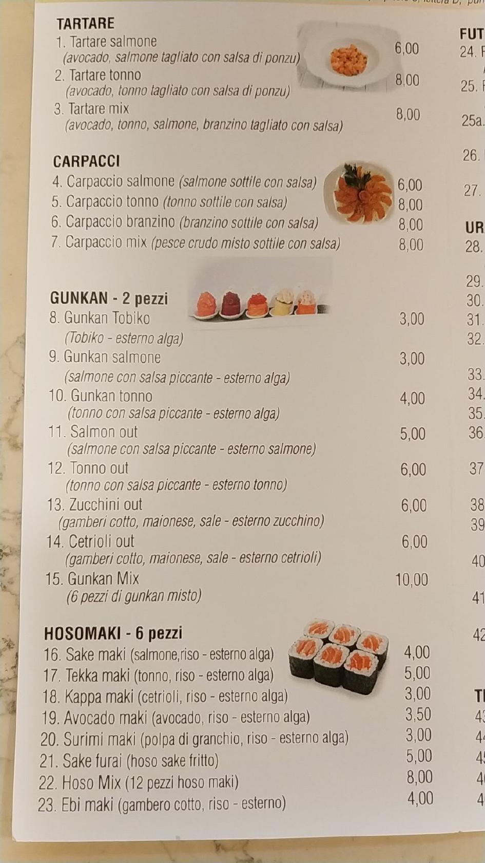 Menu da Cinciuè ristorante, Faenza