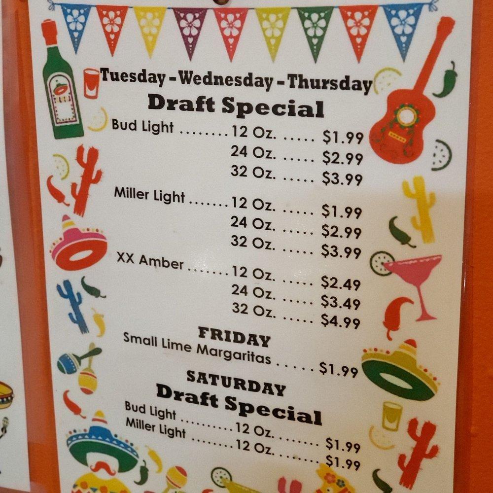 Menu at El Rio Mexican Restaurant, Creedmoor, E Lyon Station Rd B