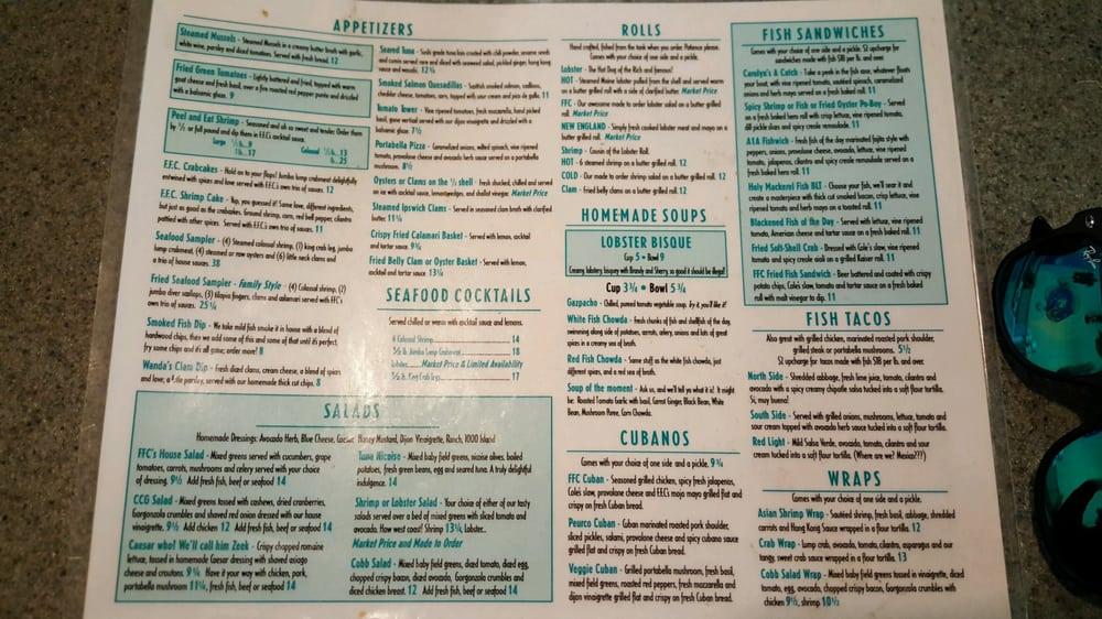Menu at Flagler Fish Company restaurant, Flagler Beach