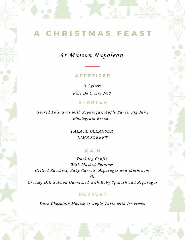 Menu at Maison Napoleon Restaurant, Thep Krasatti