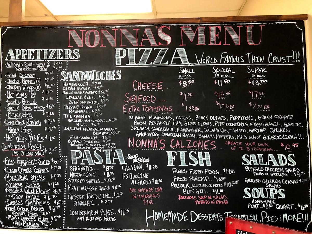 Menu at Nonna's Pizzeria, Racine