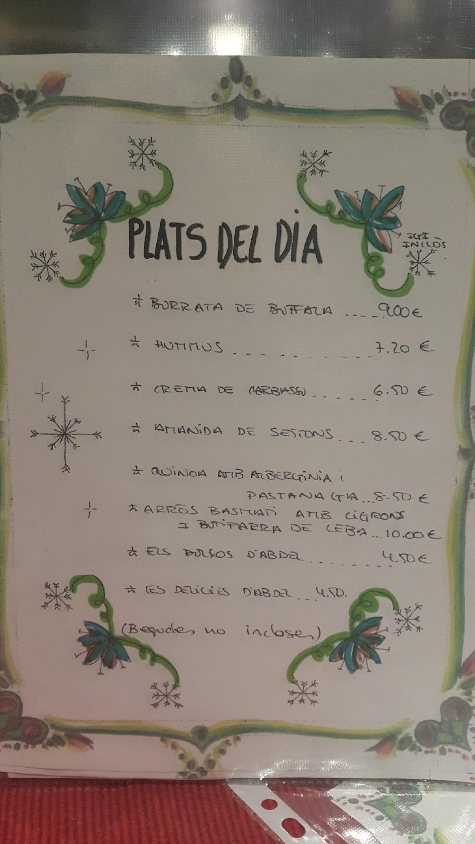 Menu at Restaurant Mandala, Andorra la Vella