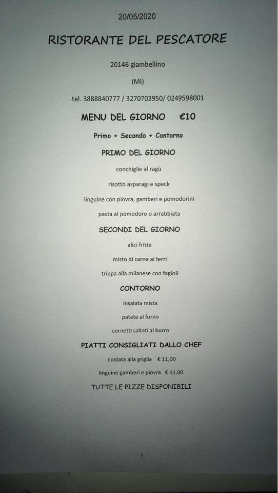 Menu da Ristorante Del Pescatore, Milano, Largo dei Gelsomini