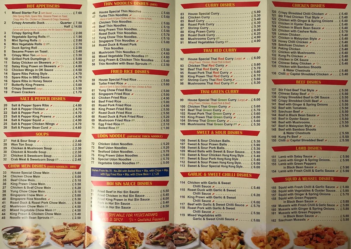 Menu at China China fast food, Filey