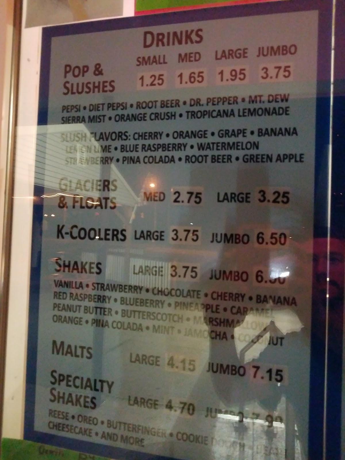Menu at K Cream Korner fast food, Lorain