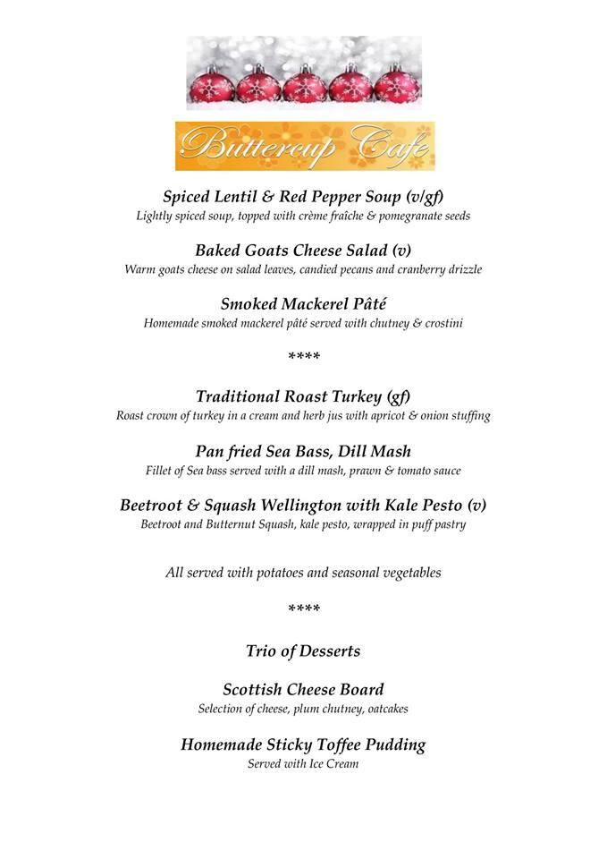 Menu at Buttercup Cafe, Doune