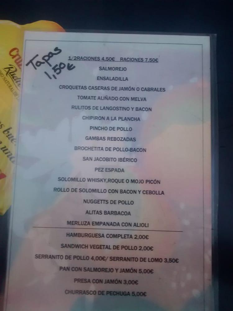 Menu at Cervecería La Guarida pub & bar, Seville