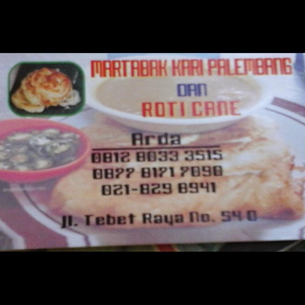 Menu at Martabak Kari Palembang restaurant, South Jakarta