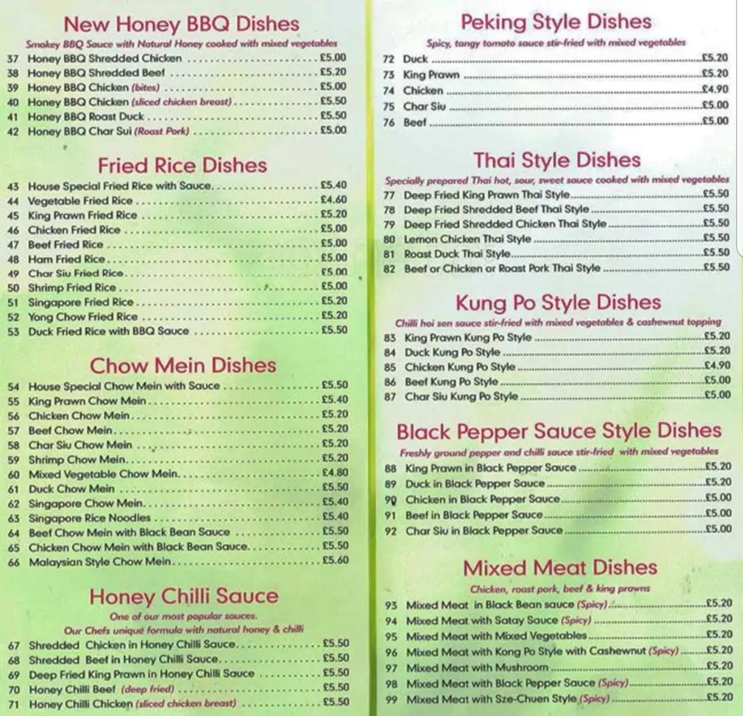 Menu at Mayflower fast food, Edinburgh, 8A Piershill Ln