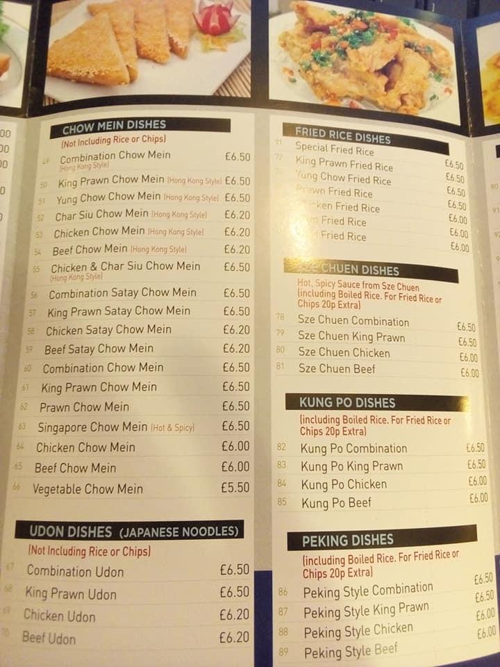 Menu at Ocean Palace restaurant, Ayr