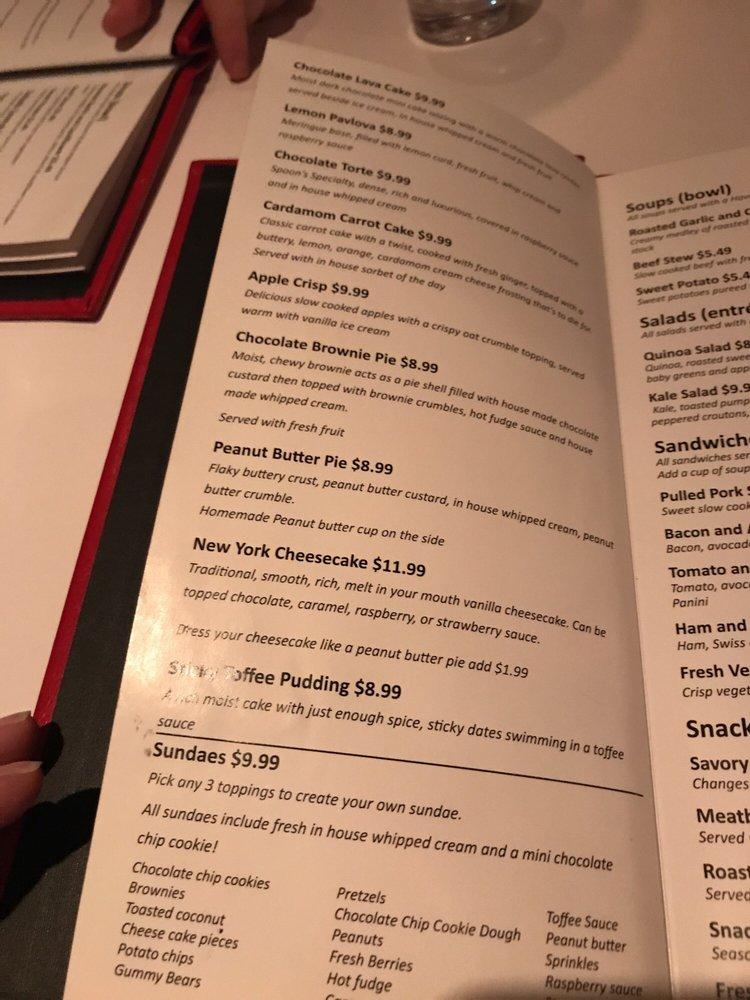 Menu at The Middle Spoon Desserterie & Bar, Halifax