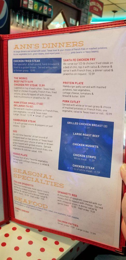 Menu at Ann's Chicken Fry House & Gift Shop restaurant, Oklahoma City
