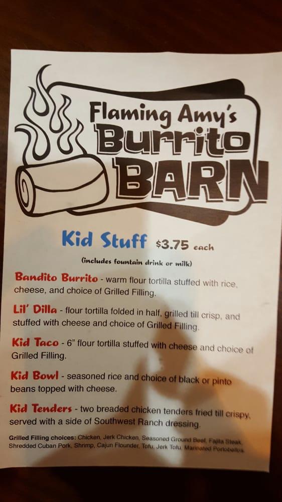 Menu at Flaming Amy's Burrito Barn - Carolina Beach, Carolina Beach
