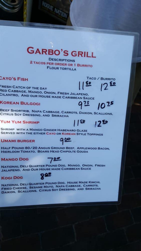 Menu at Garbo's Grill @ Hanks! restaurant, Key West